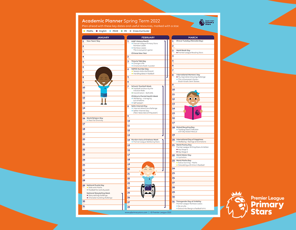 Premier League Primary Stars | Spring term planner - Printable version